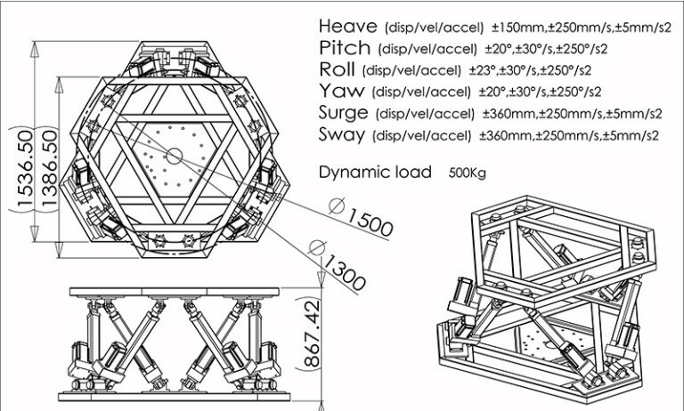 6DOF With Rotation Plate Motion Platform Kits 6D-03 - PT Actuator